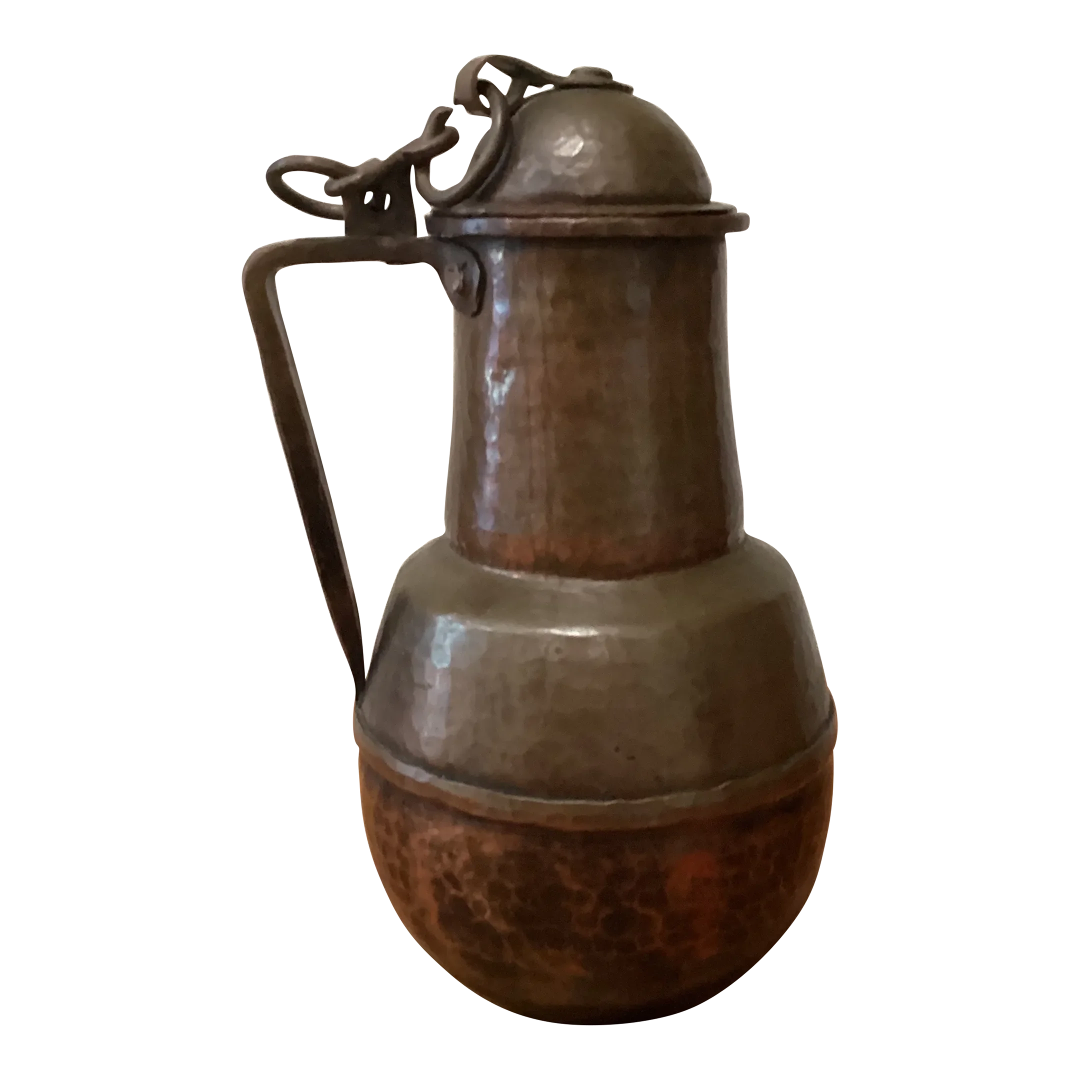 Antique Spanish Copper Jug With Lid Hand Forged With Organic Patina ...