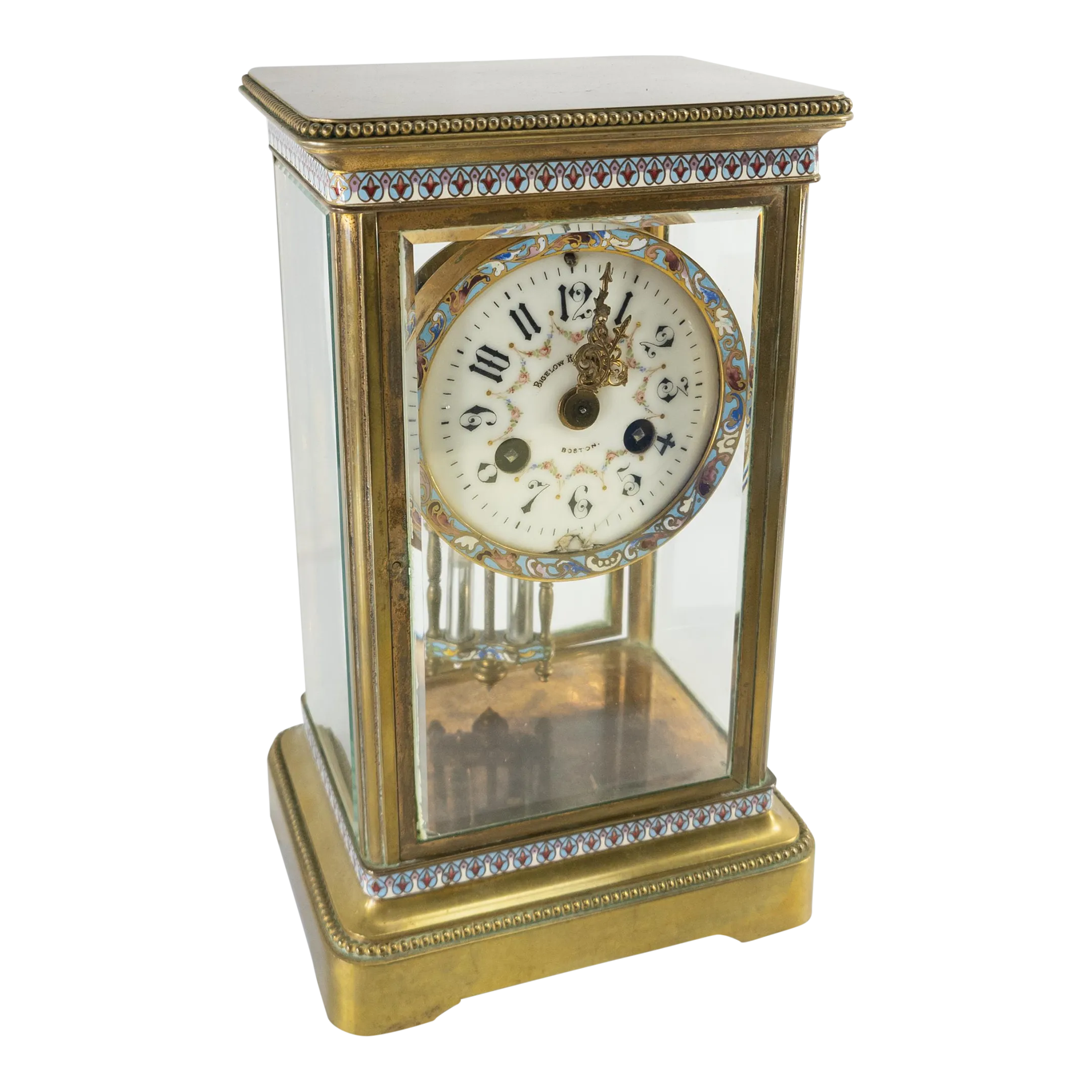 19th Century French Bronze Crystal Regulator Clock for Bigelow Kennard ...