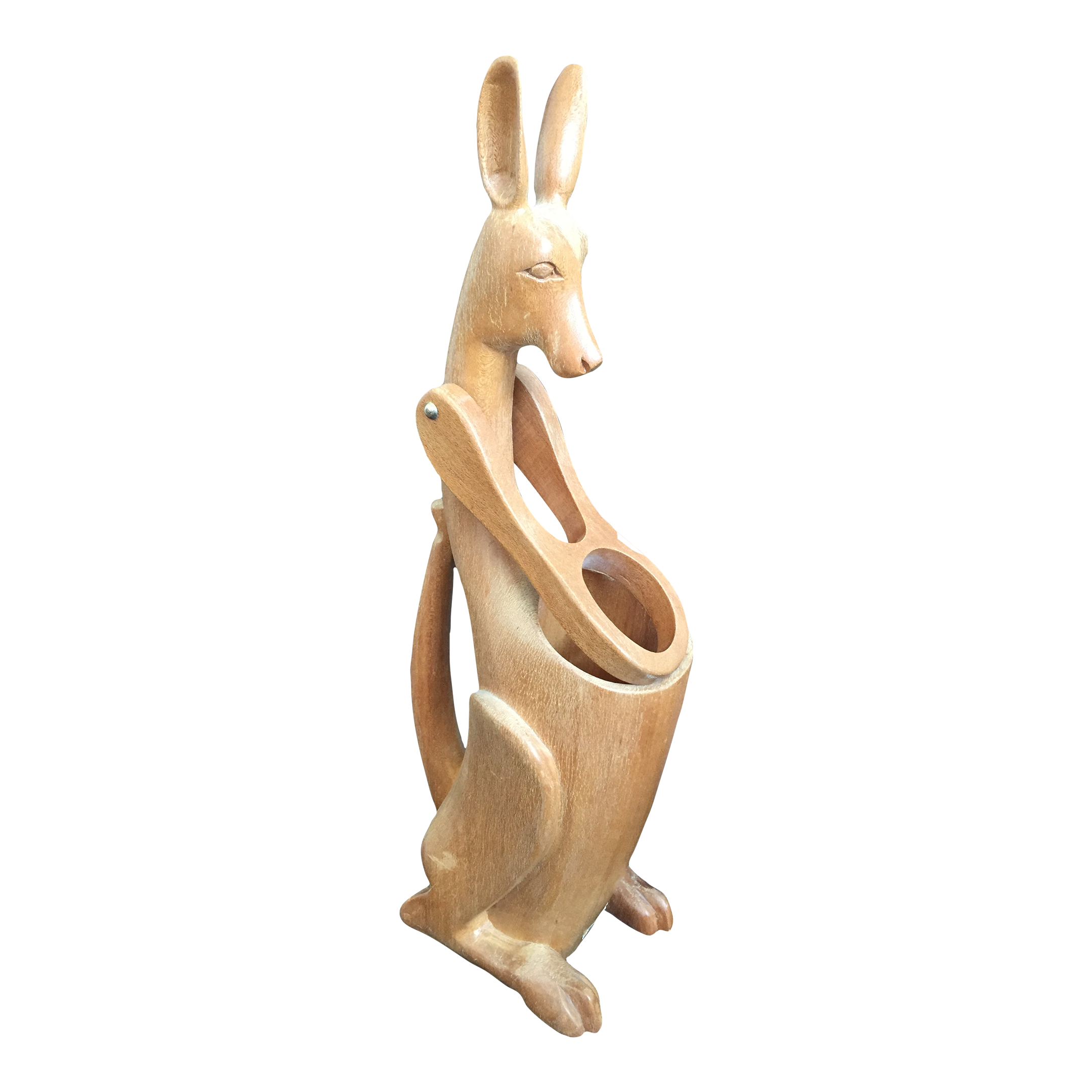 Vintage Handcrafted Wood Kangaroo Wine Bottle Holder Caddy | Chairish