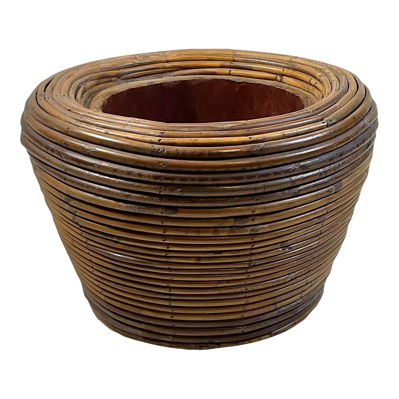 Vintage Gabriella Crespi Style Pencil Reed Beehive Ratan Bamboo Storage ...