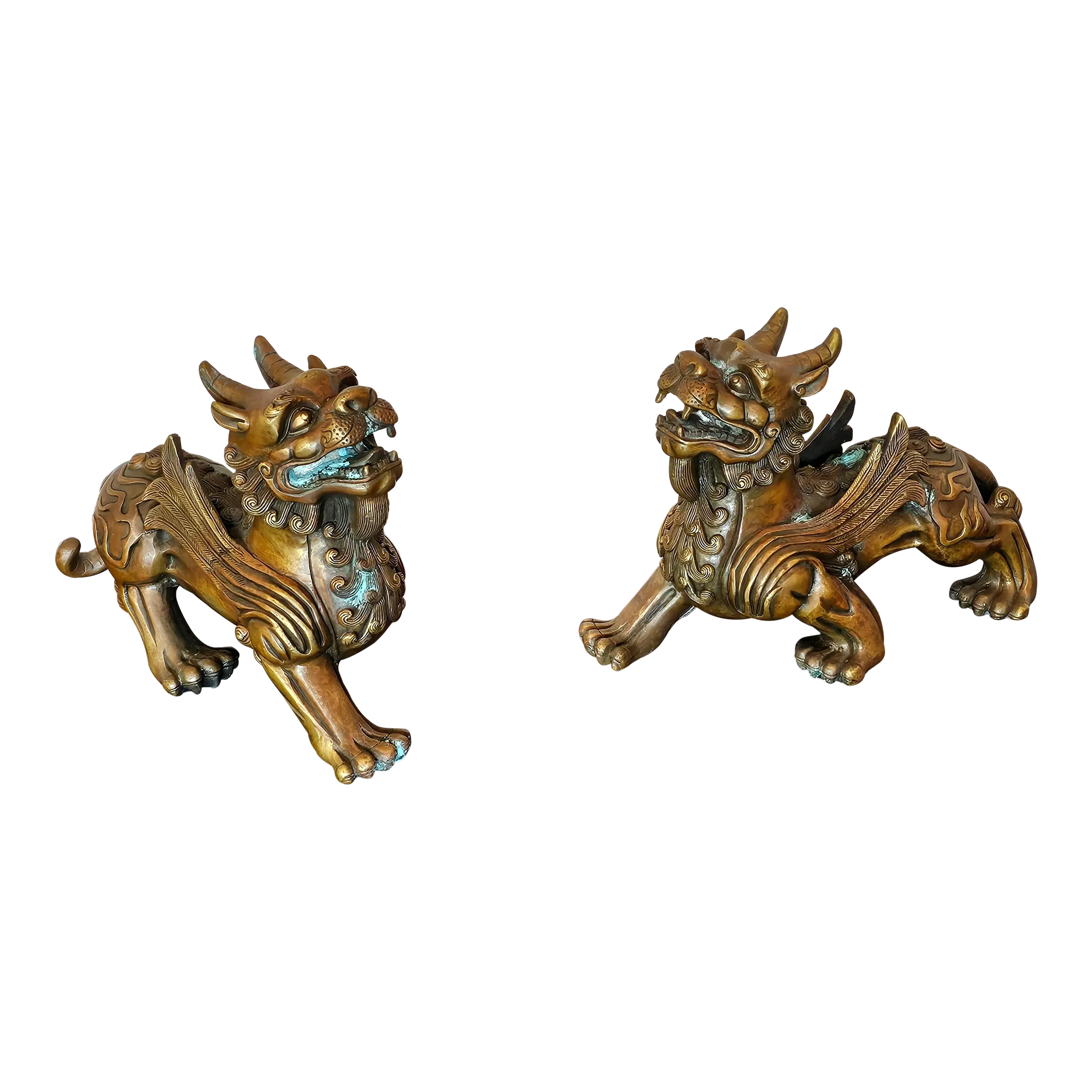 Fine Antique Chinese Bronze Pixiu Wealth Dragon Mythical Beast Figure ...
