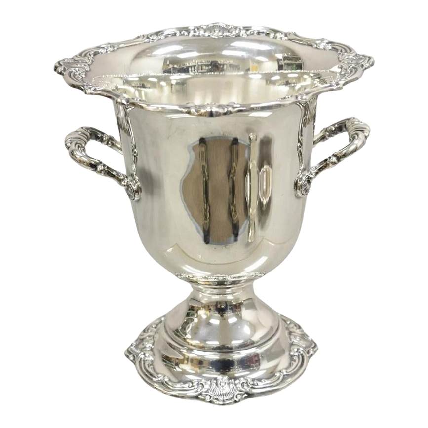 Victorian Style Silver Plated Footed Trophy Cup Champagne Chiller Ice ...