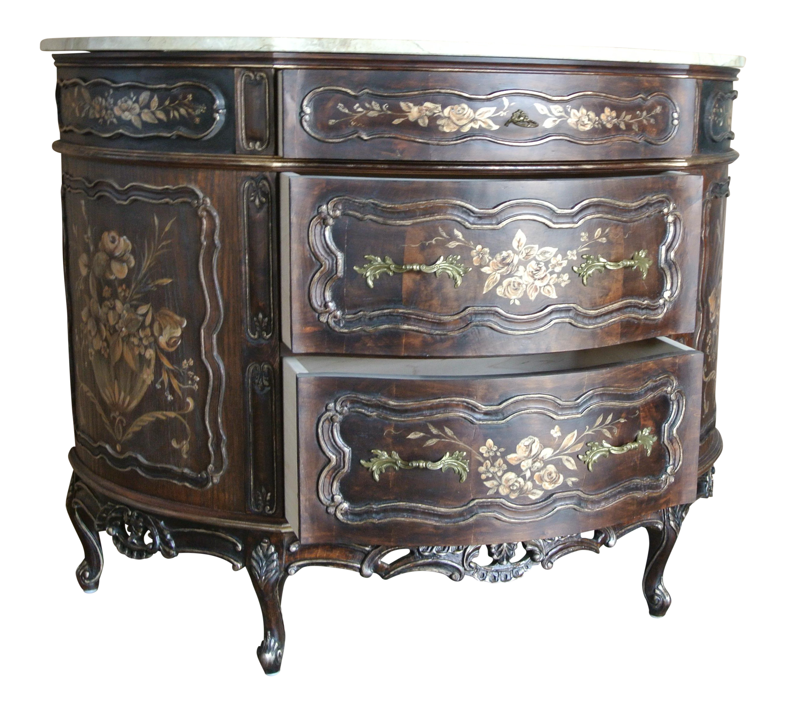 French Hand Decorated Commode | Chairish