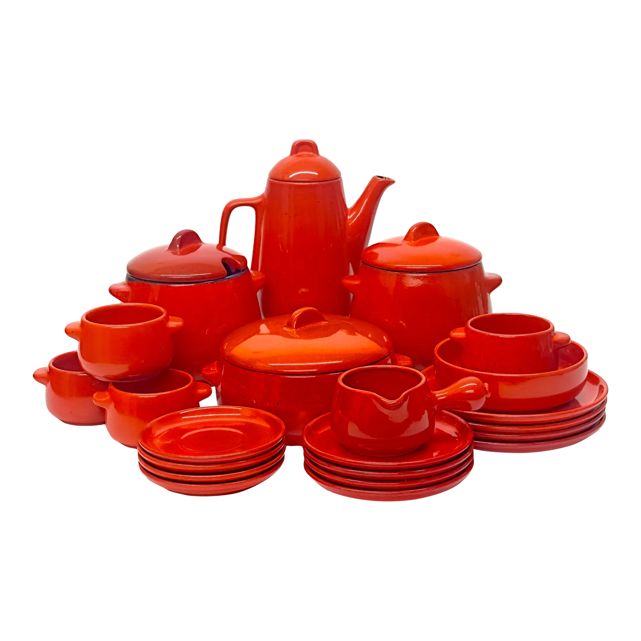 Mid Century Red Pottery Dinner Set by Gerz West Germany - Place ...