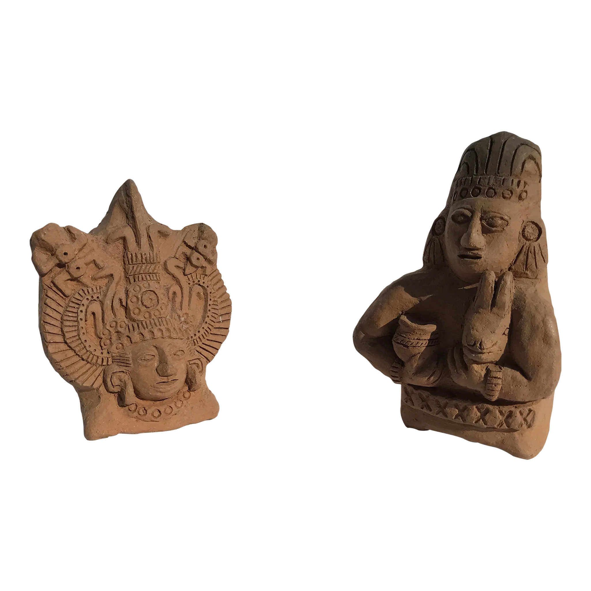Mayan Inspired Small Clay Figurines From South America - Set of 2 ...