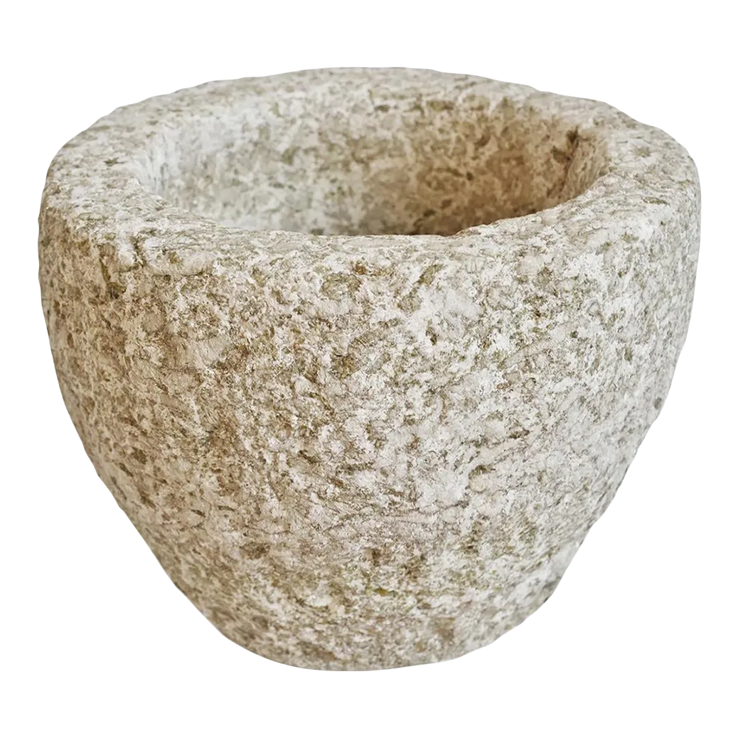 Vintage Chiseled Granite Small Stone Pot | Chairish