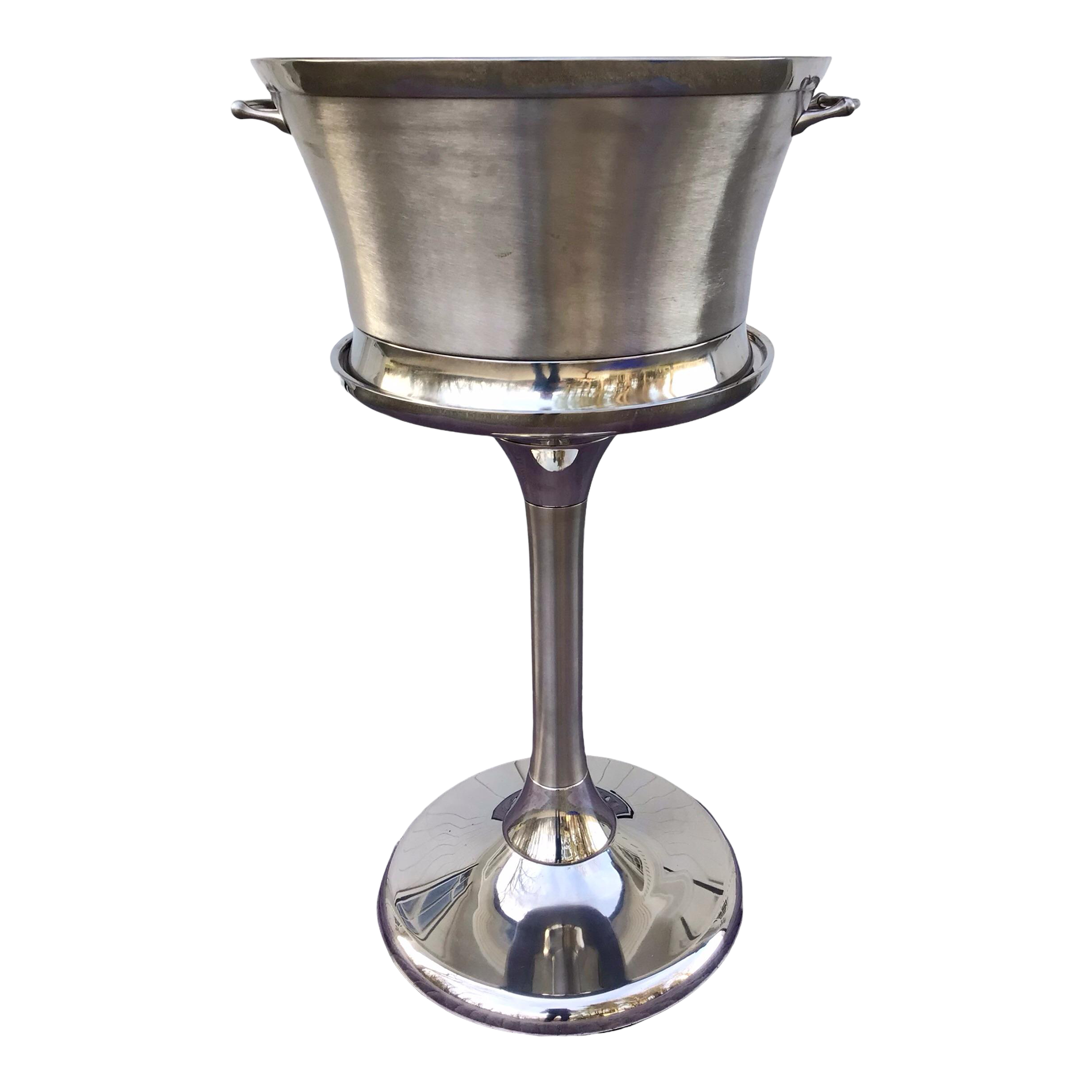 Frontgate Metal Beverage Ice Bucket on Stand | Chairish