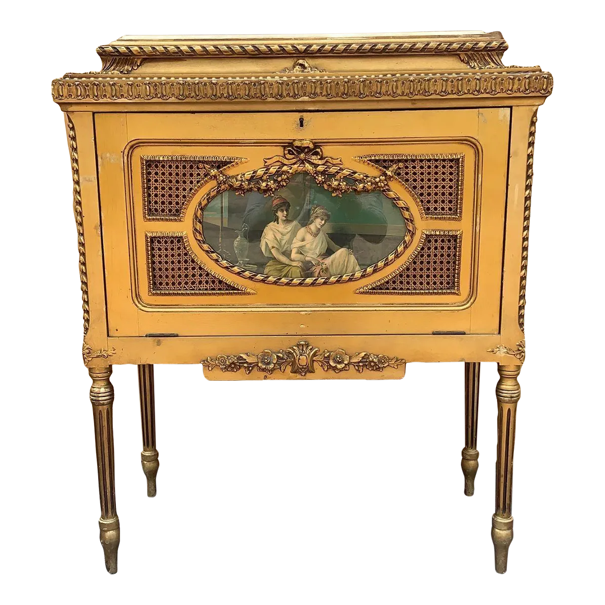 Antique Italian Rococo Styled Decorative Painted Gilt and Onyx Storage ...