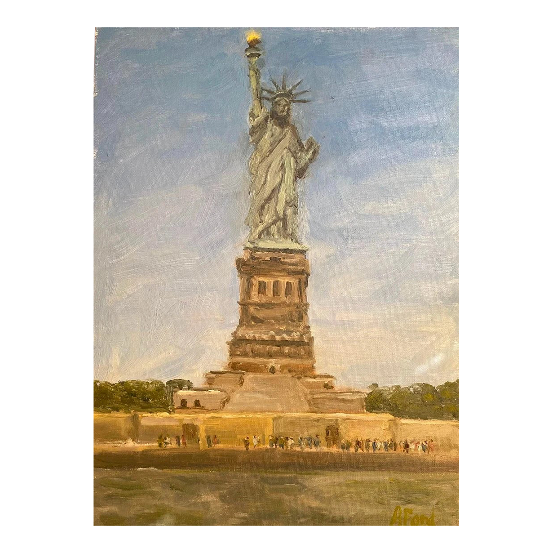 At The Statue of Liberty, Original Expressionist Painting by Alice Ford ...