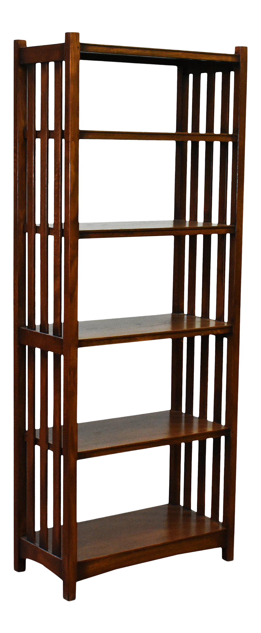 Crafters and Weavers Mission Spindle Side 4 Shelf Bookcase Walnut (W1 ...