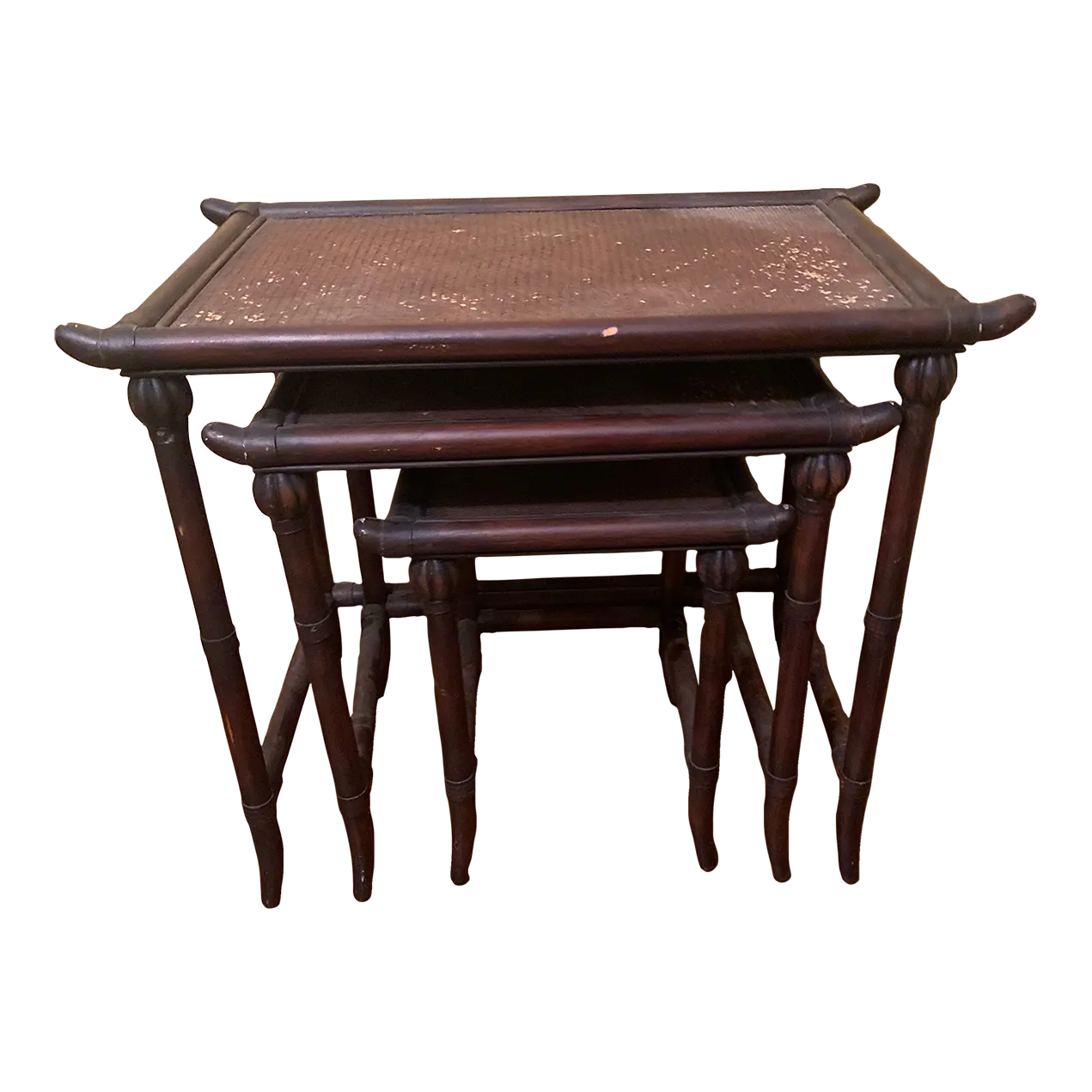 1980s Set of 3 Pagoda Style Bamboo Nesting Tables | Chairish