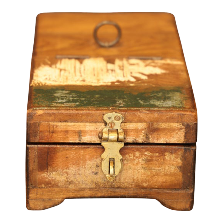 Early 1900s Indian Shaving Box With White Accents | Chairish