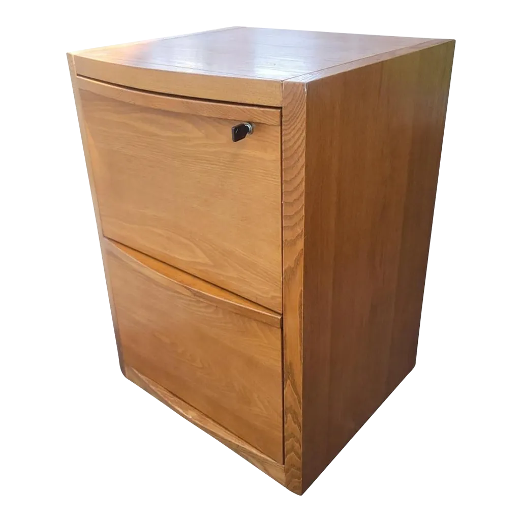 Solid Oak Two-Drawer Locking Filing Cabinet | Chairish