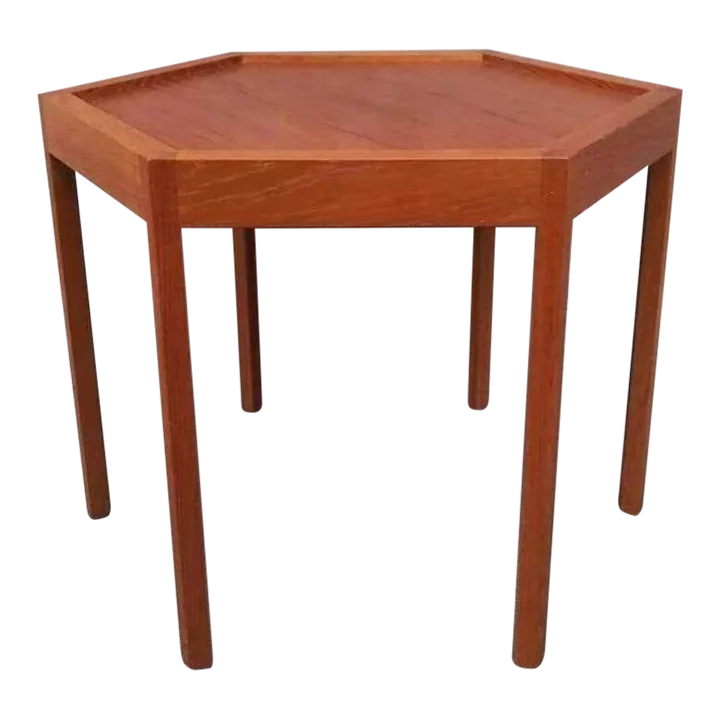 Danish Mid Century Modern Hexagonal Teak Side Table | Chairish