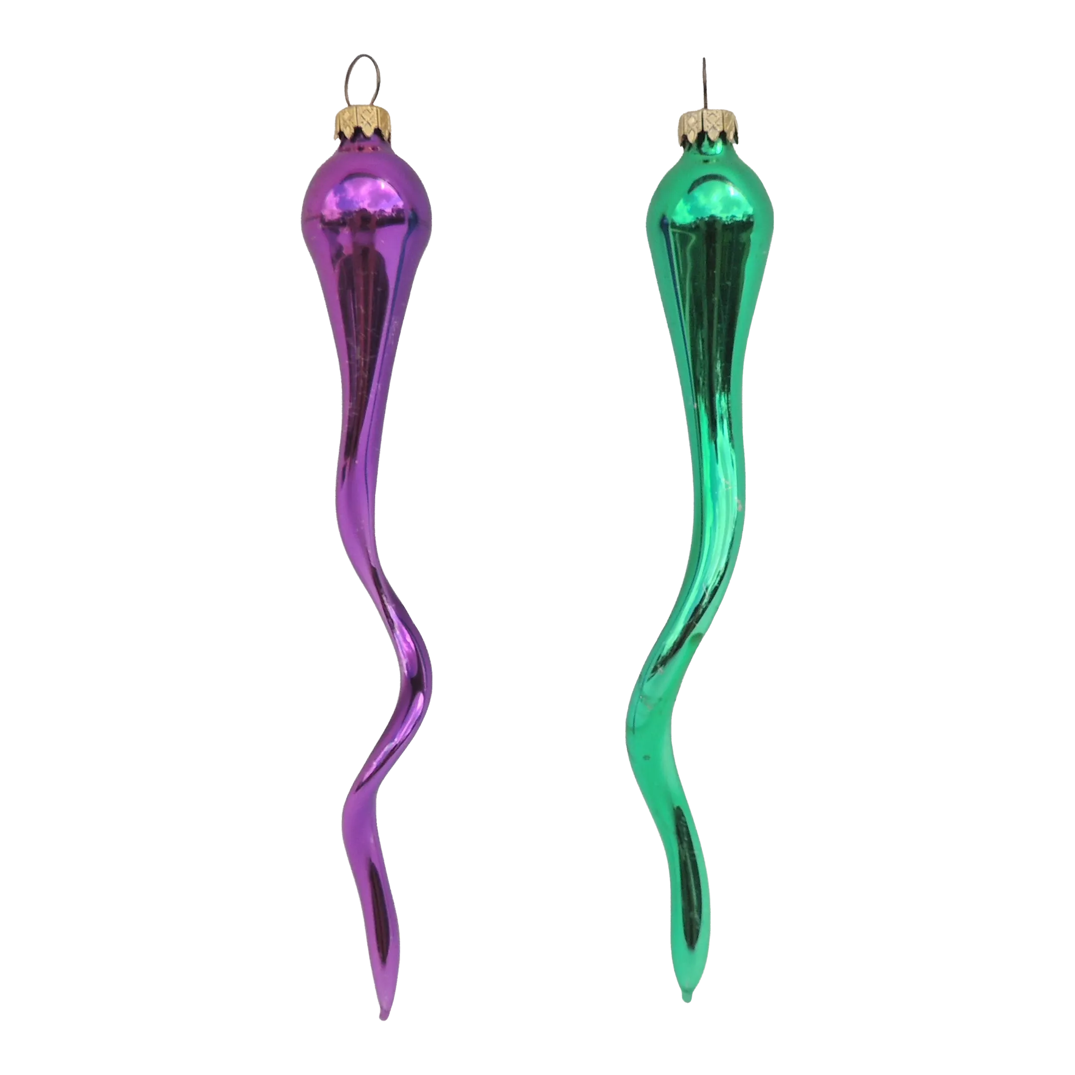 Vintage West Germany 7.5" Purple & Teal Glass Squiggly Teardrop ...