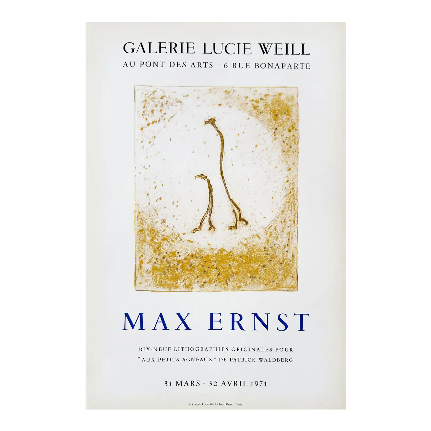 1971 Max Ernst Lucie Weill Gallery Poster | Chairish