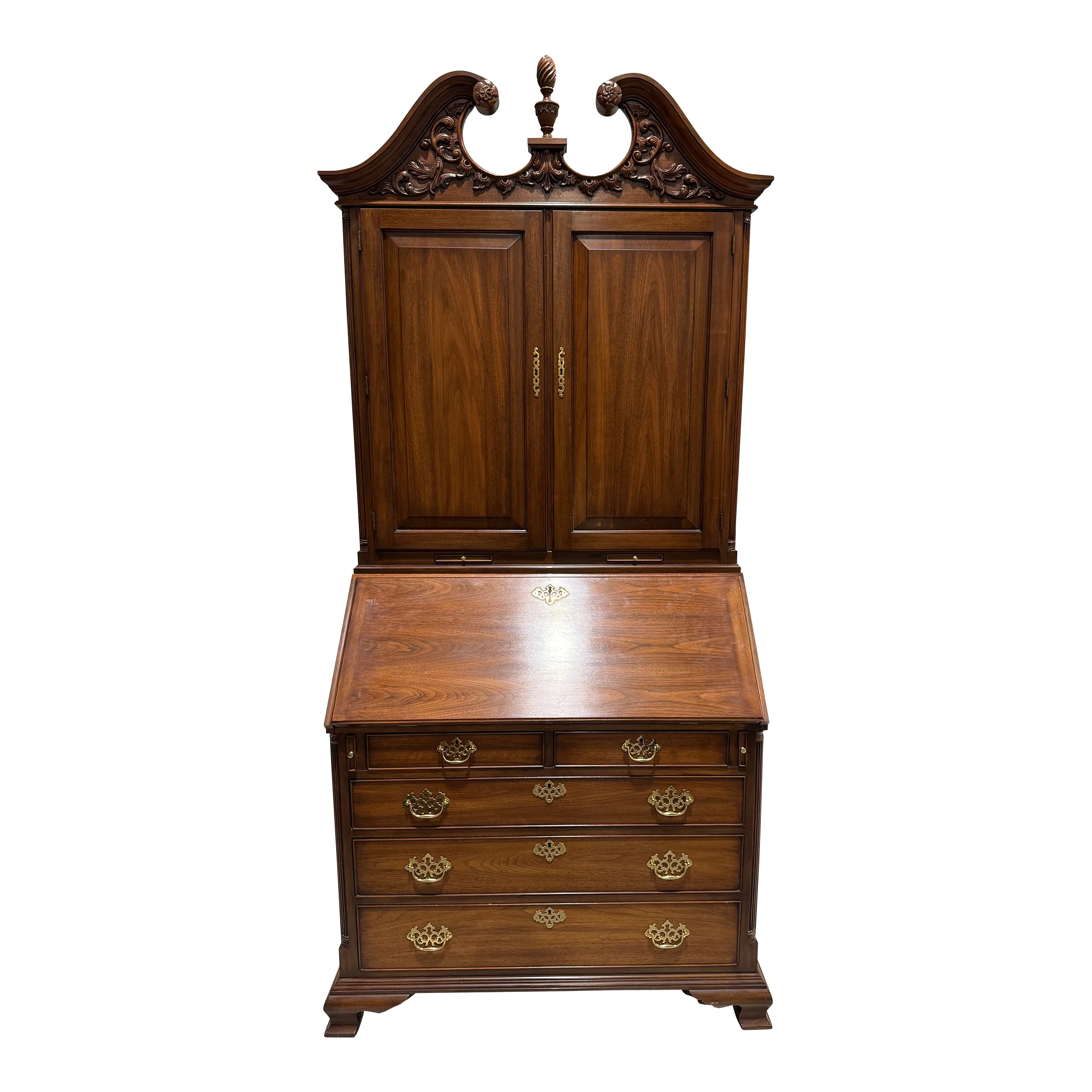 1990s Henkel Harris Walnut Secretary Desk | Chairish