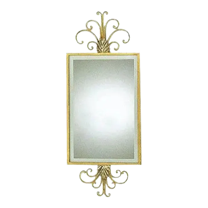 Traditional Hand Wrought Iron Mirror With Gold Leaf Frame | Chairish