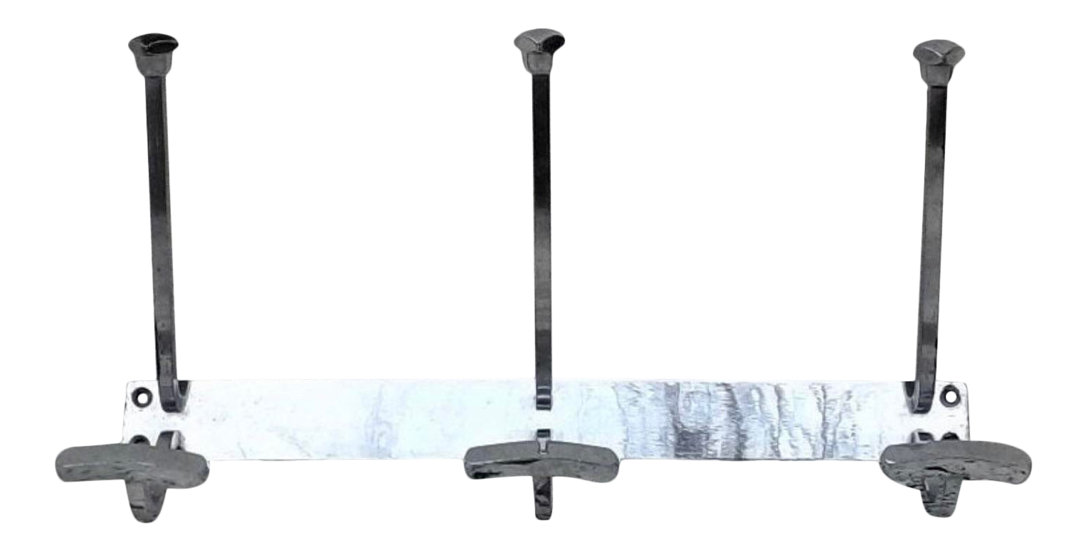 Vintage French Metal Hook Rack Chrome | Chairish