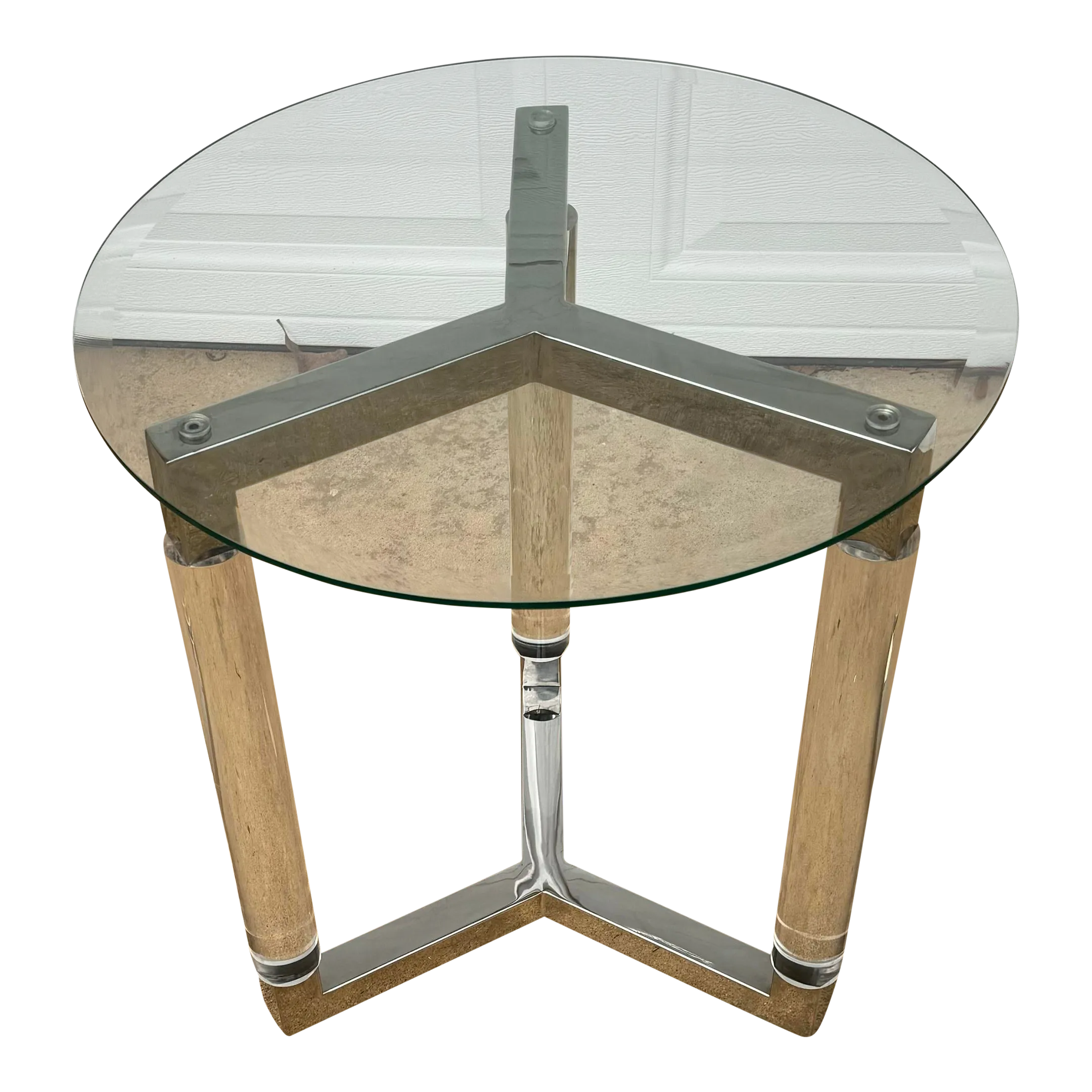Bernhardt Salon Stainless Steel and Acrylic Side Table | Chairish