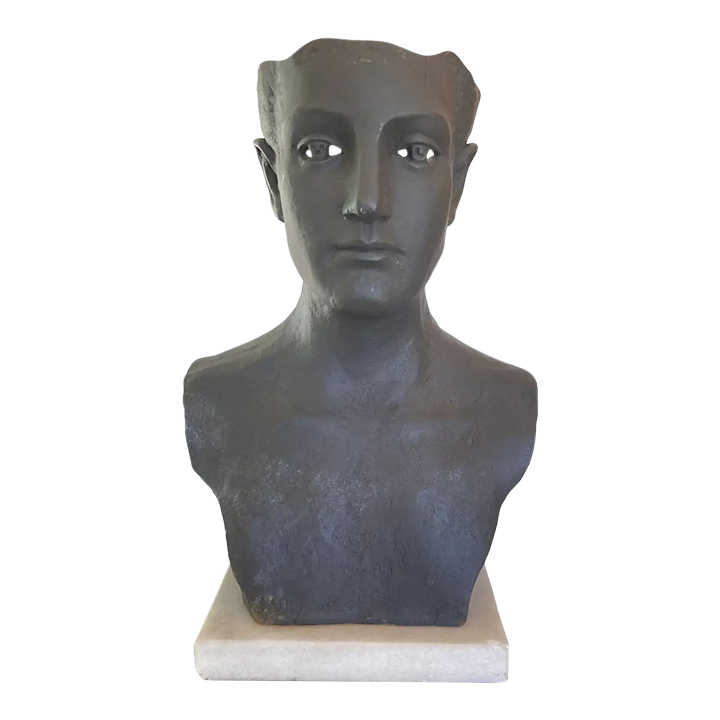 Mid 20th Century Modern Iron Bust Sculpture of a Man | Chairish