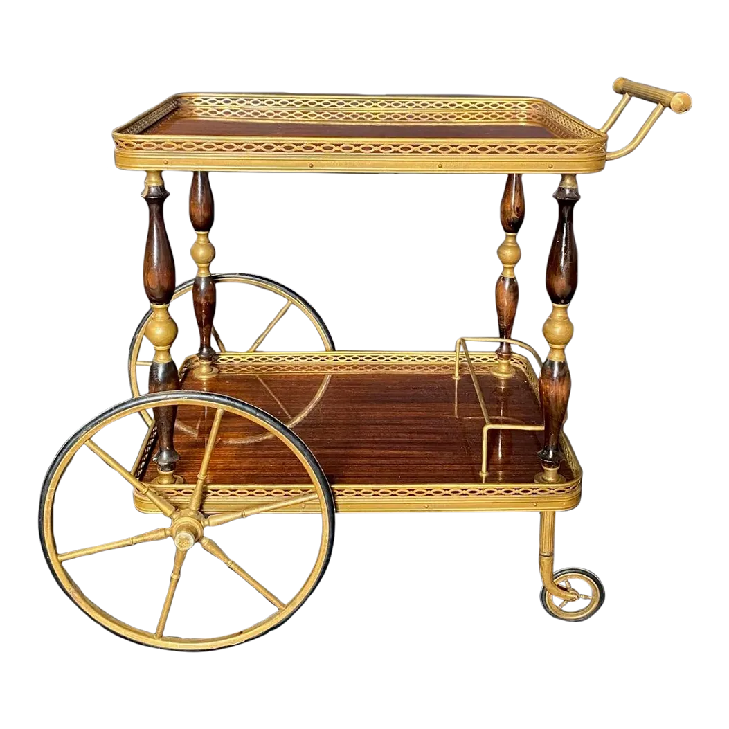 French Midcentury Modern Bar Trolley or Bar Cart With Brass and Formica ...