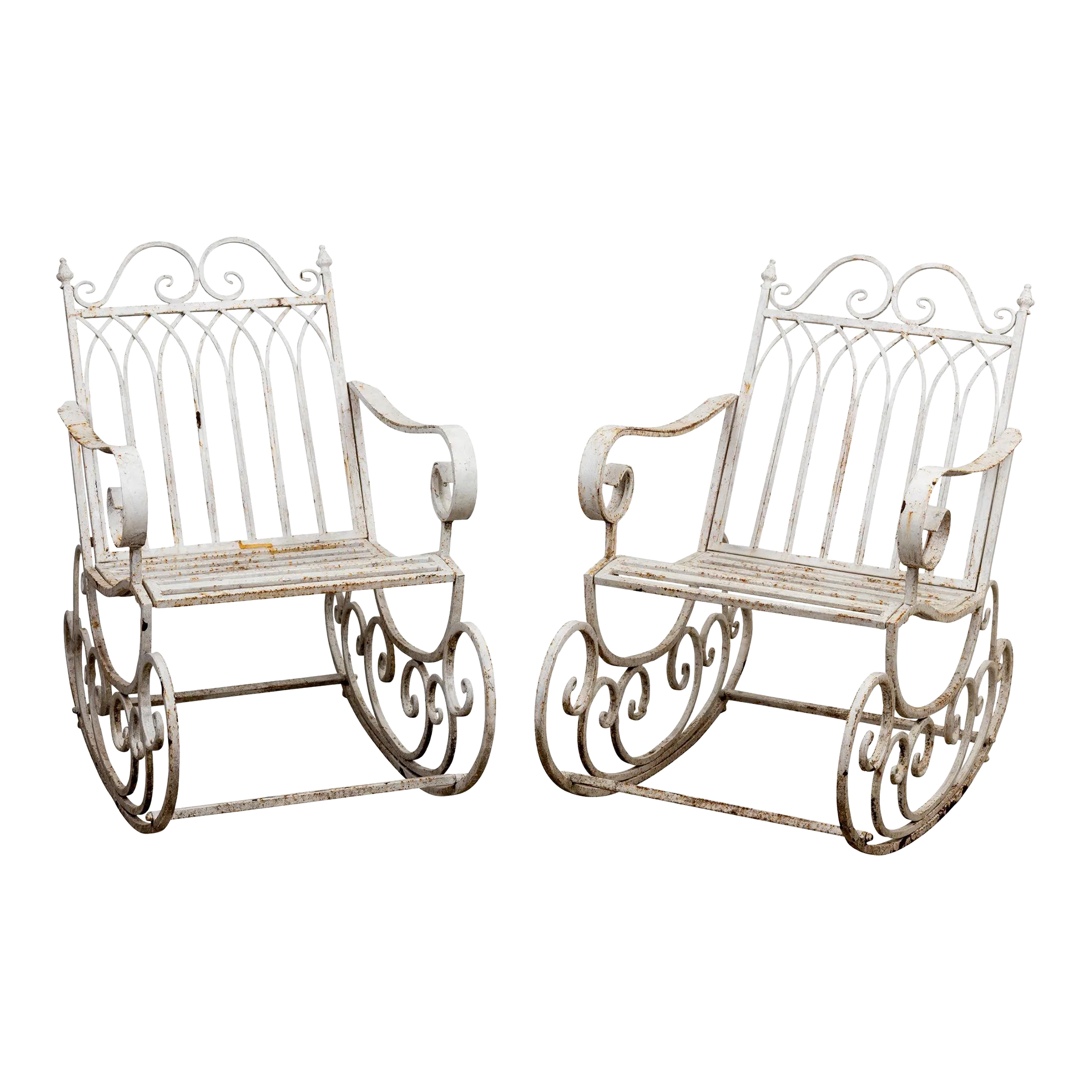 Pair of White Painted Garden Rocking Chairs | Chairish