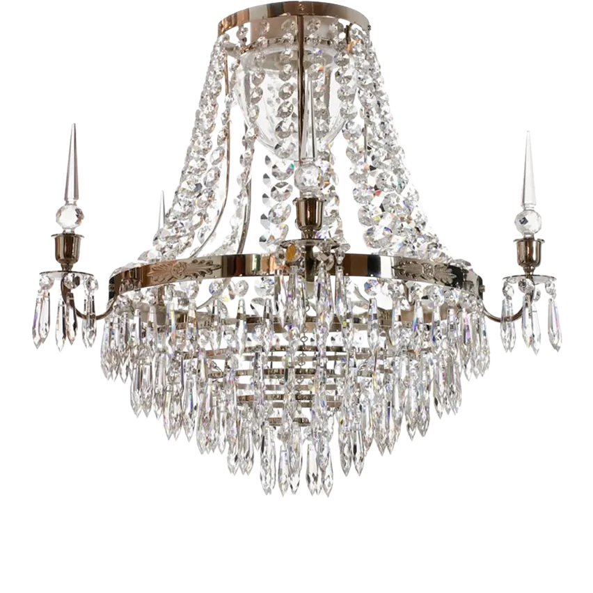 Large Nickel Bathroom Chandelier Ip44 | Chairish