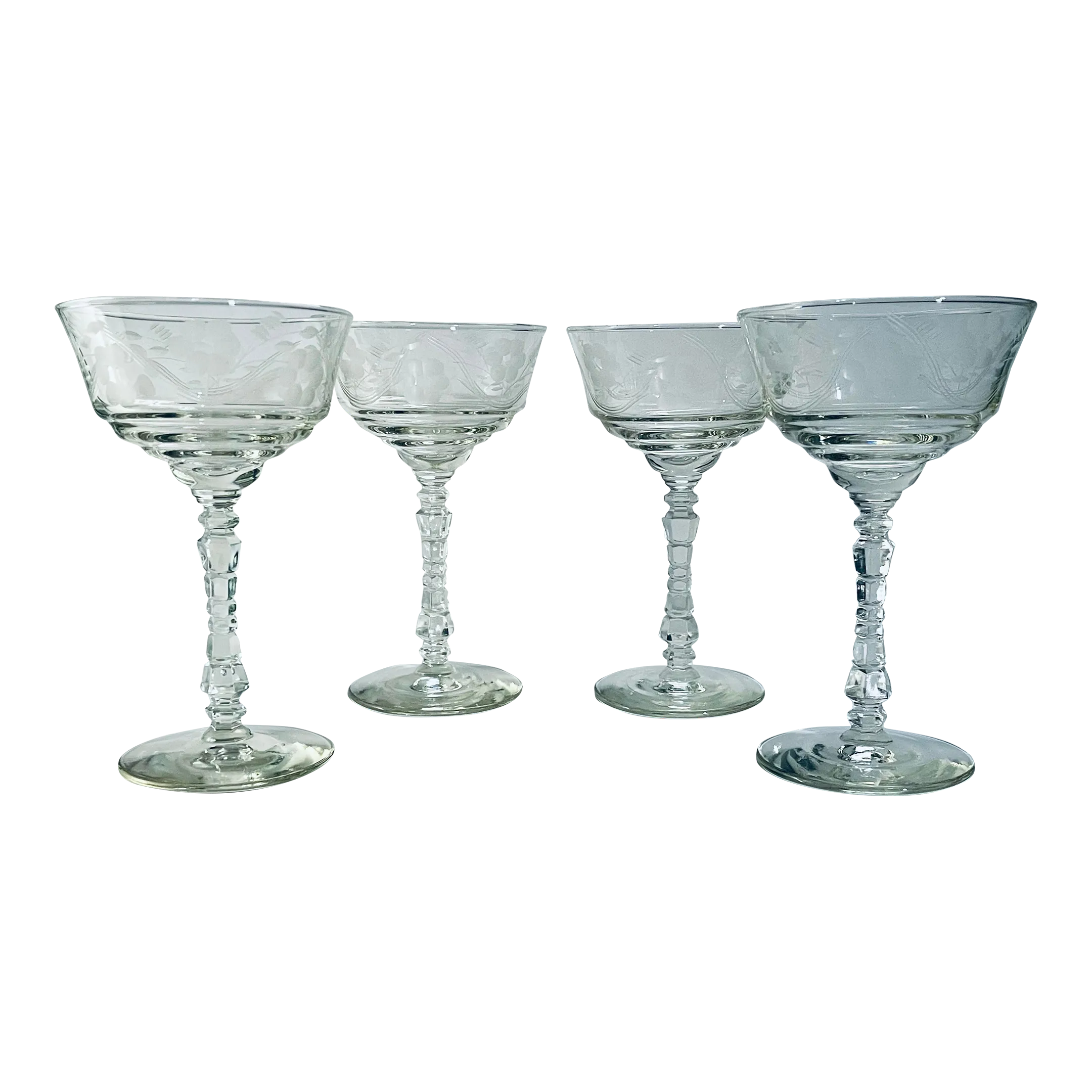 Mid 20th Century Libbey Rock Sharpe Champagne Coupes- Set of 4 | Chairish