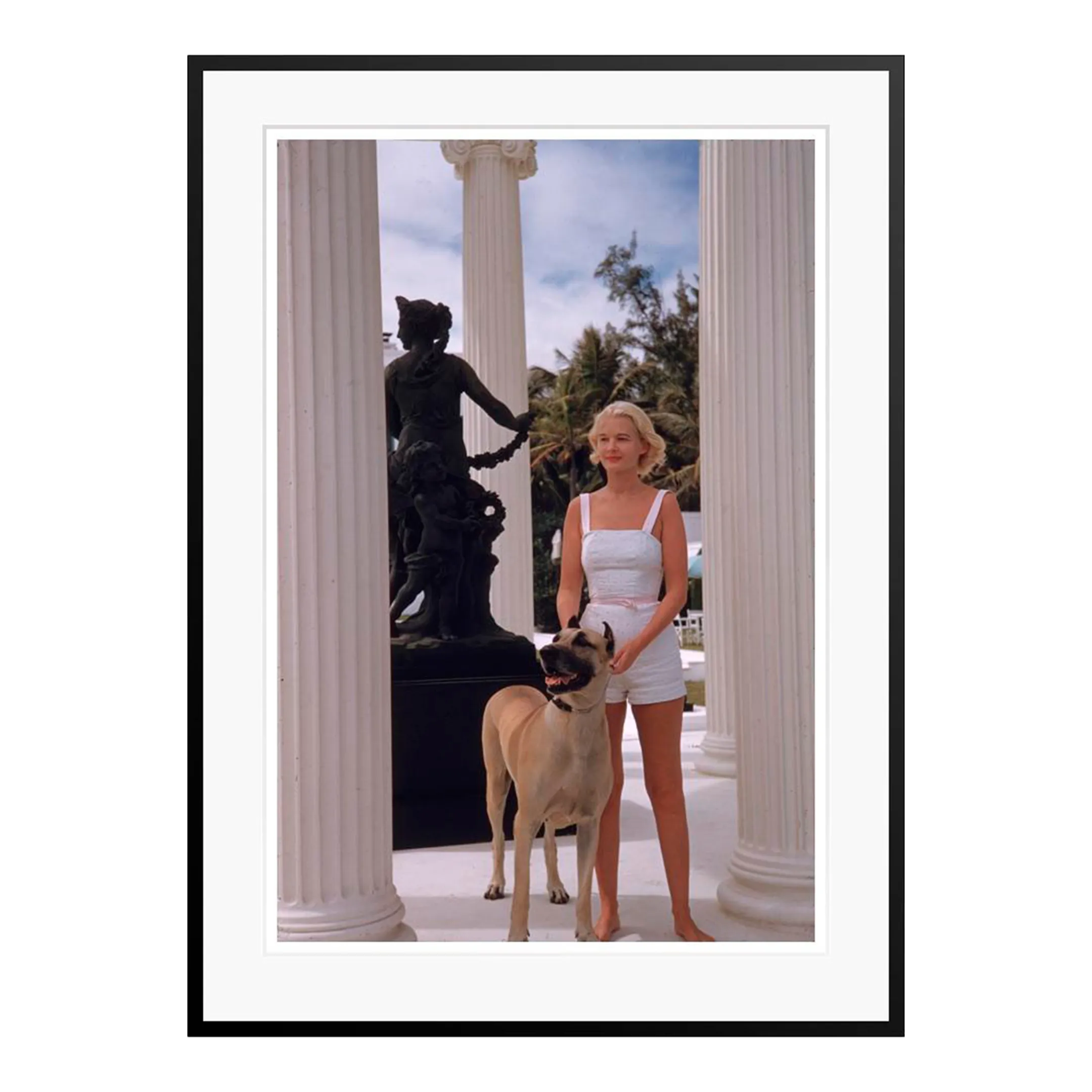 Contemporary C. Z. Guest With Her Great Dane 1955 by Slim Aarons Black ...