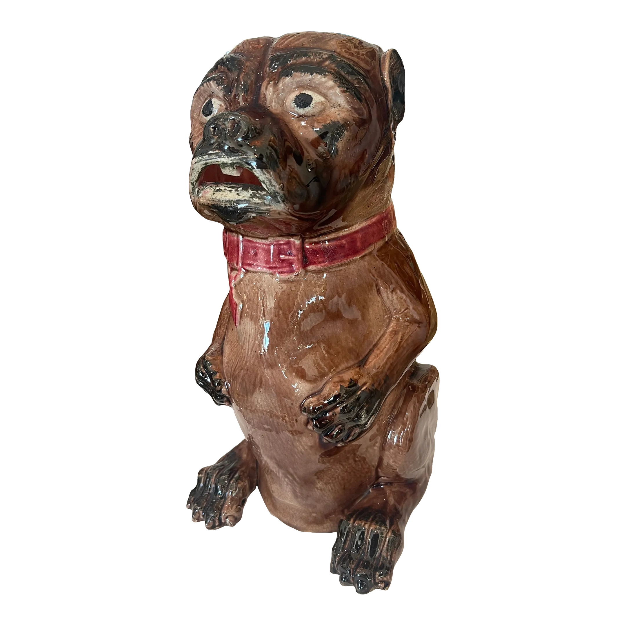 Antique Majolica Pug Dog Pitcher, C1880-1900 | Chairish