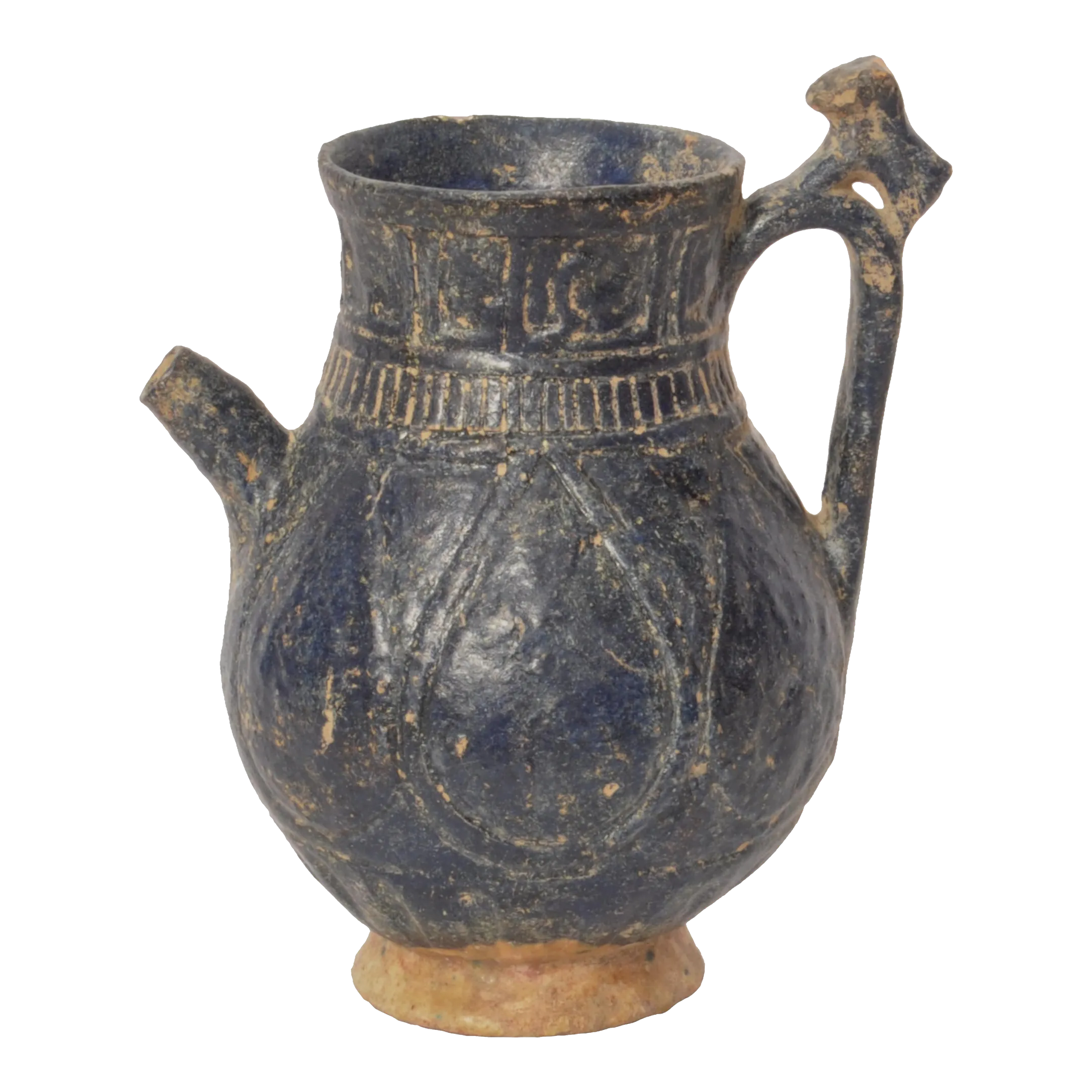 Ancient Persian Islamic Blue Glazed Pottery Vessel Jug Caligraphy ...