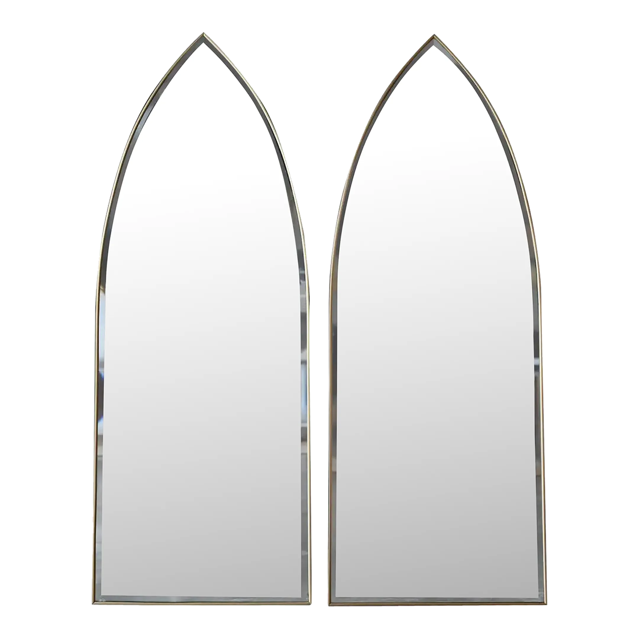 Pair of Vintage Brass Cathedral Mirrors, Ca. 1960 | Chairish