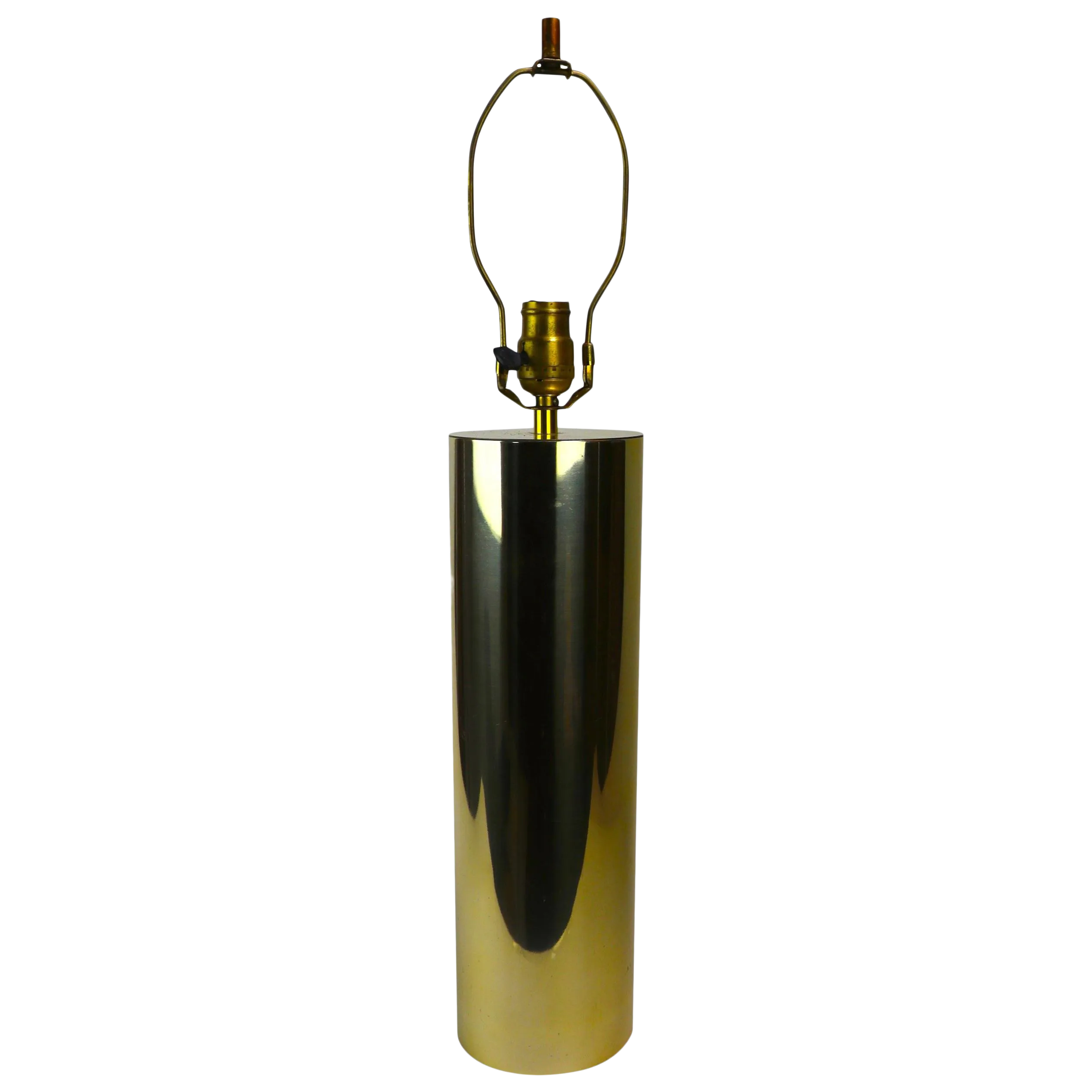 Minimalist Brass Tone Cylinder Form Table Lamp | Chairish