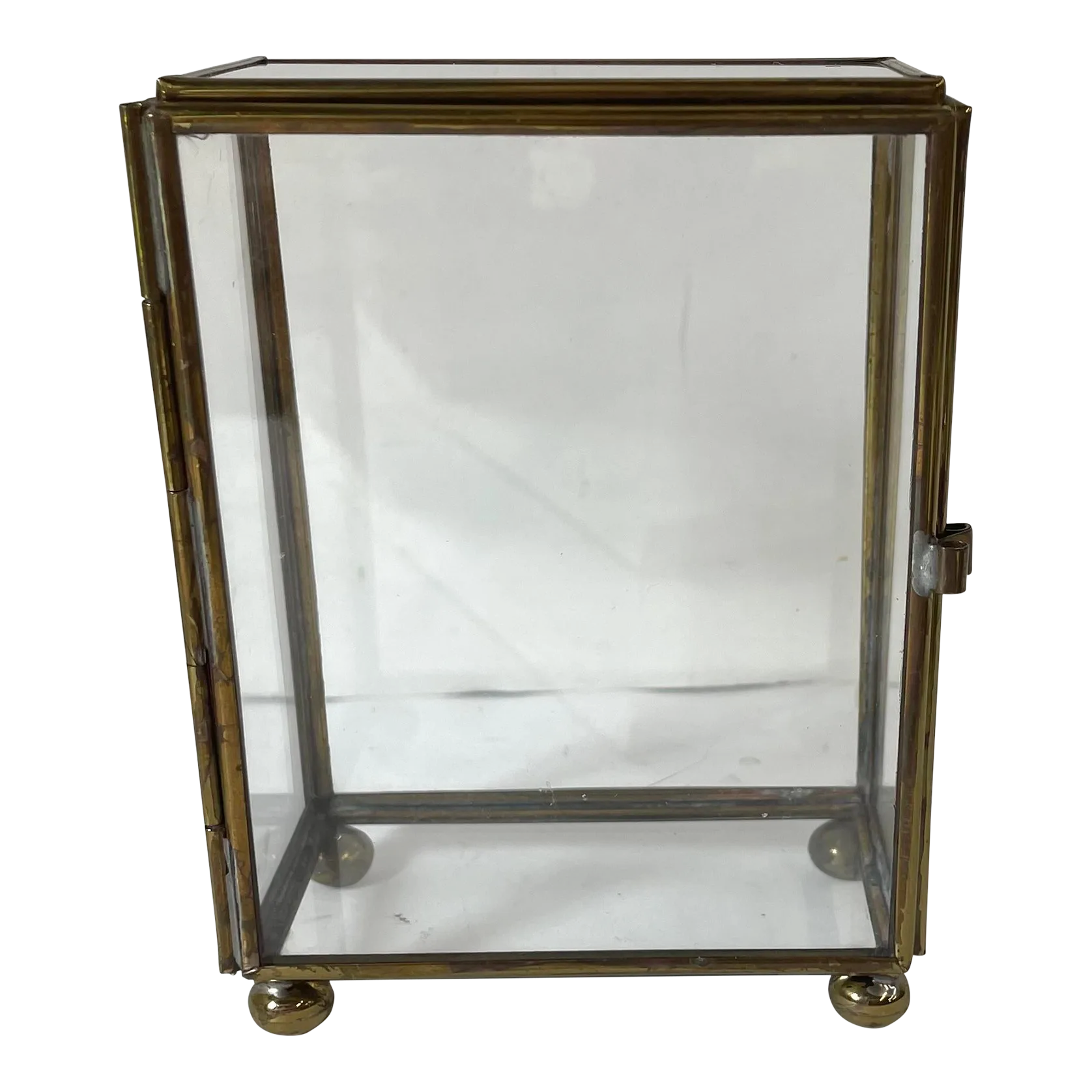 Vintage Glass and Brass Petite Curio Box | Chairish