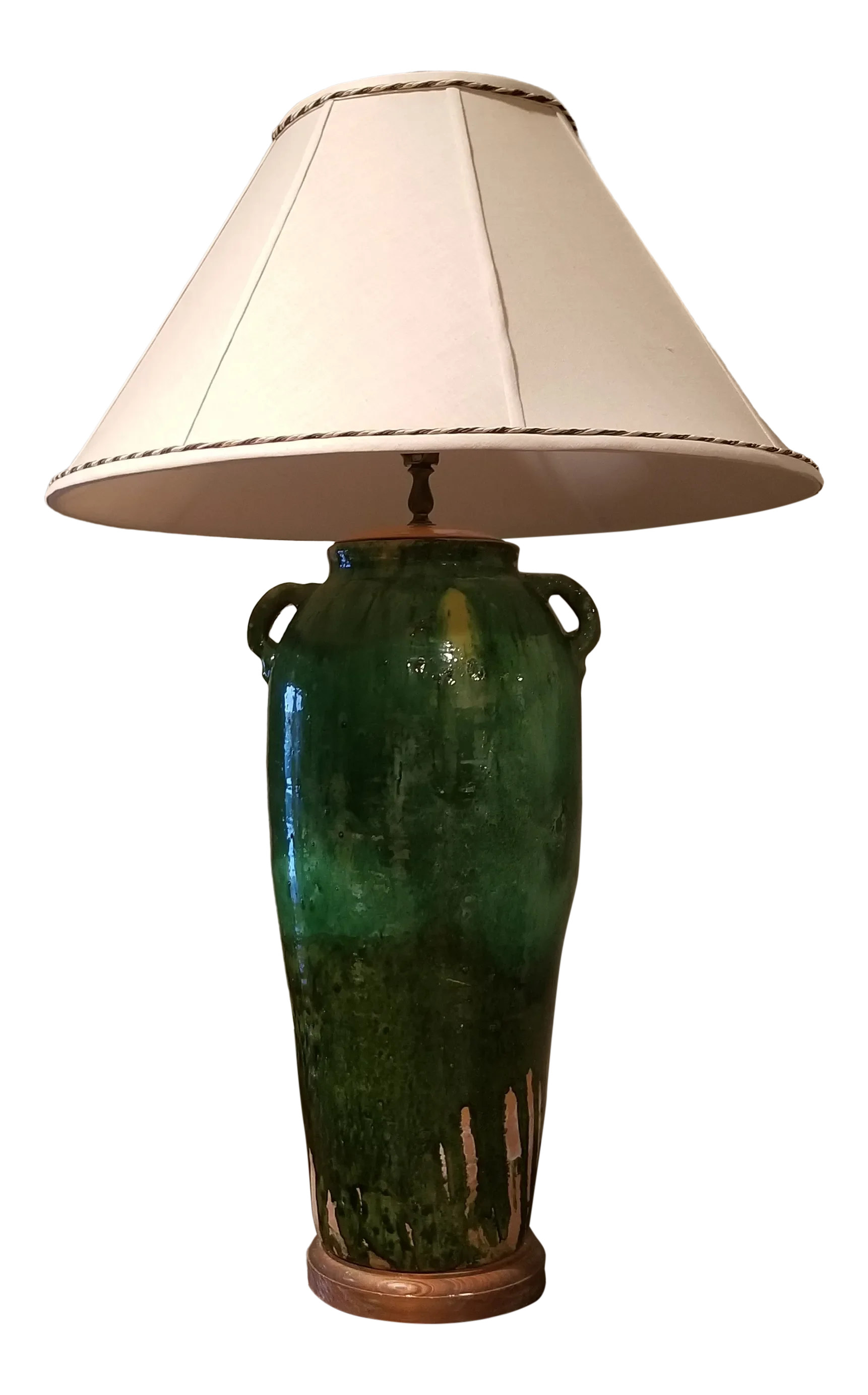 1990s Large Green Ceramic Lamp | Chairish