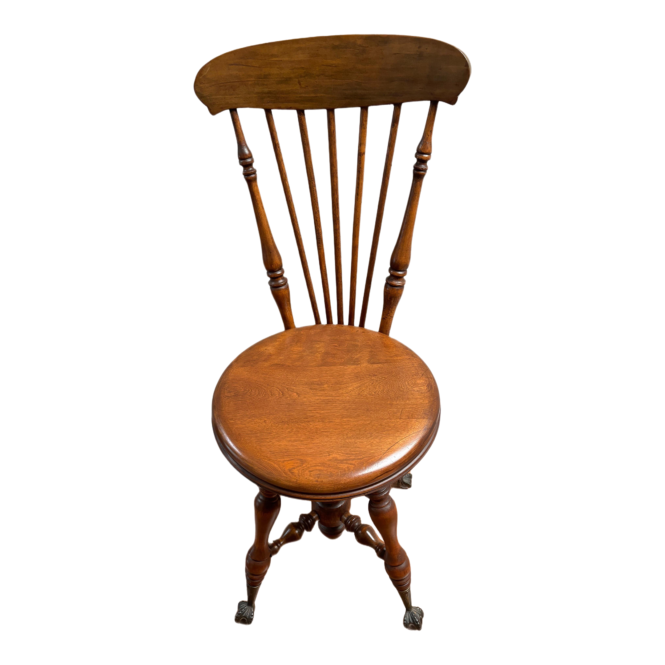Early 20th Century Antique Wood Piano Chair With Backrest | Chairish