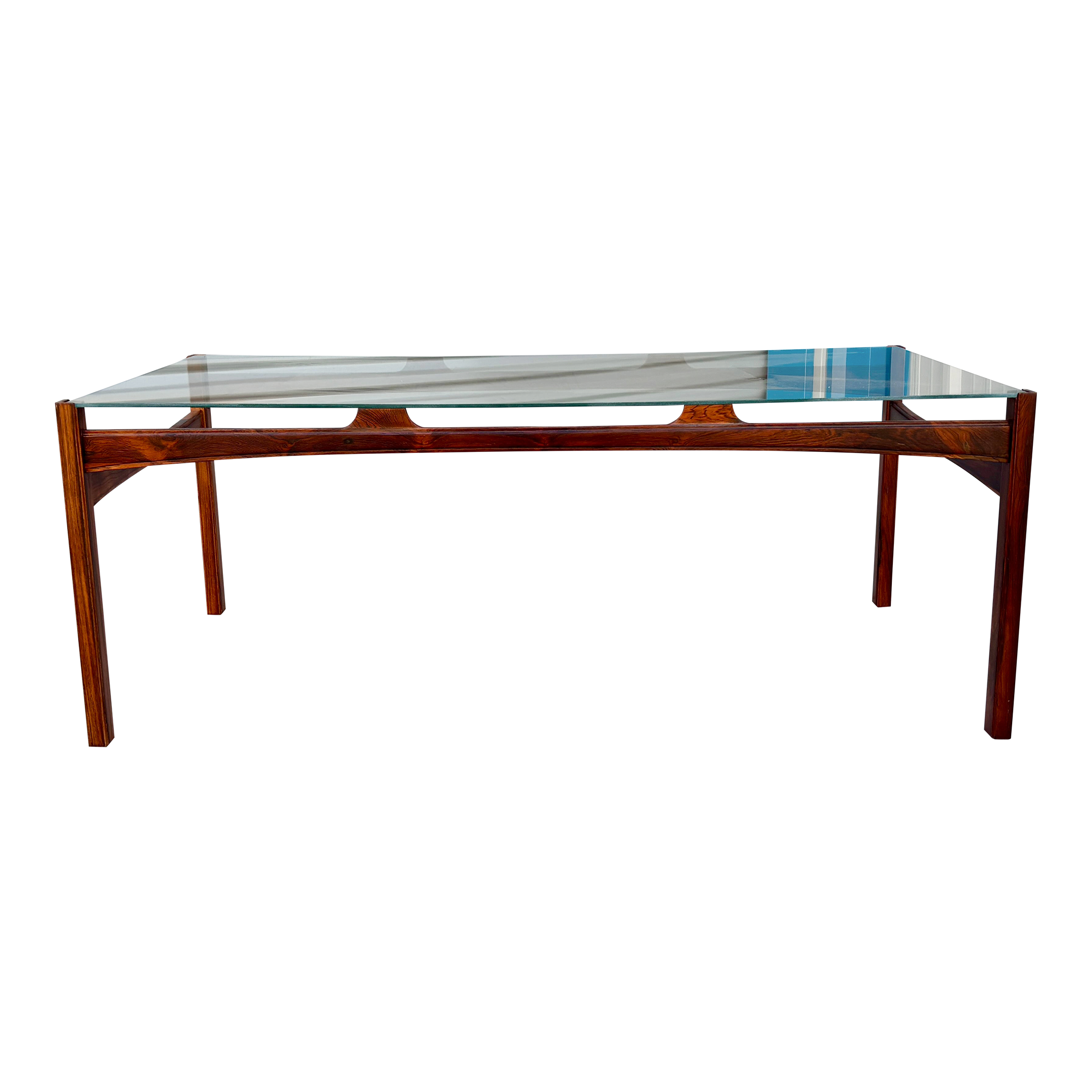1960s Danish Modern Rosewood & Glass Coffee Table | Chairish