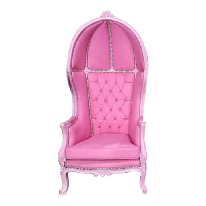 French Rococo Style Pink Leather Canopy Chair | Chairish