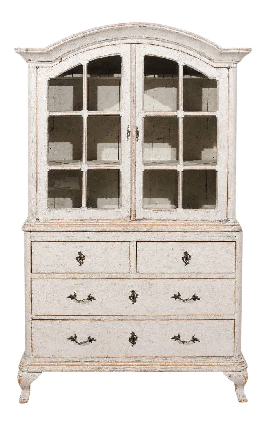 Swedish Rococo Style 19th Century Painted Vitrine with Glass Doors and ...