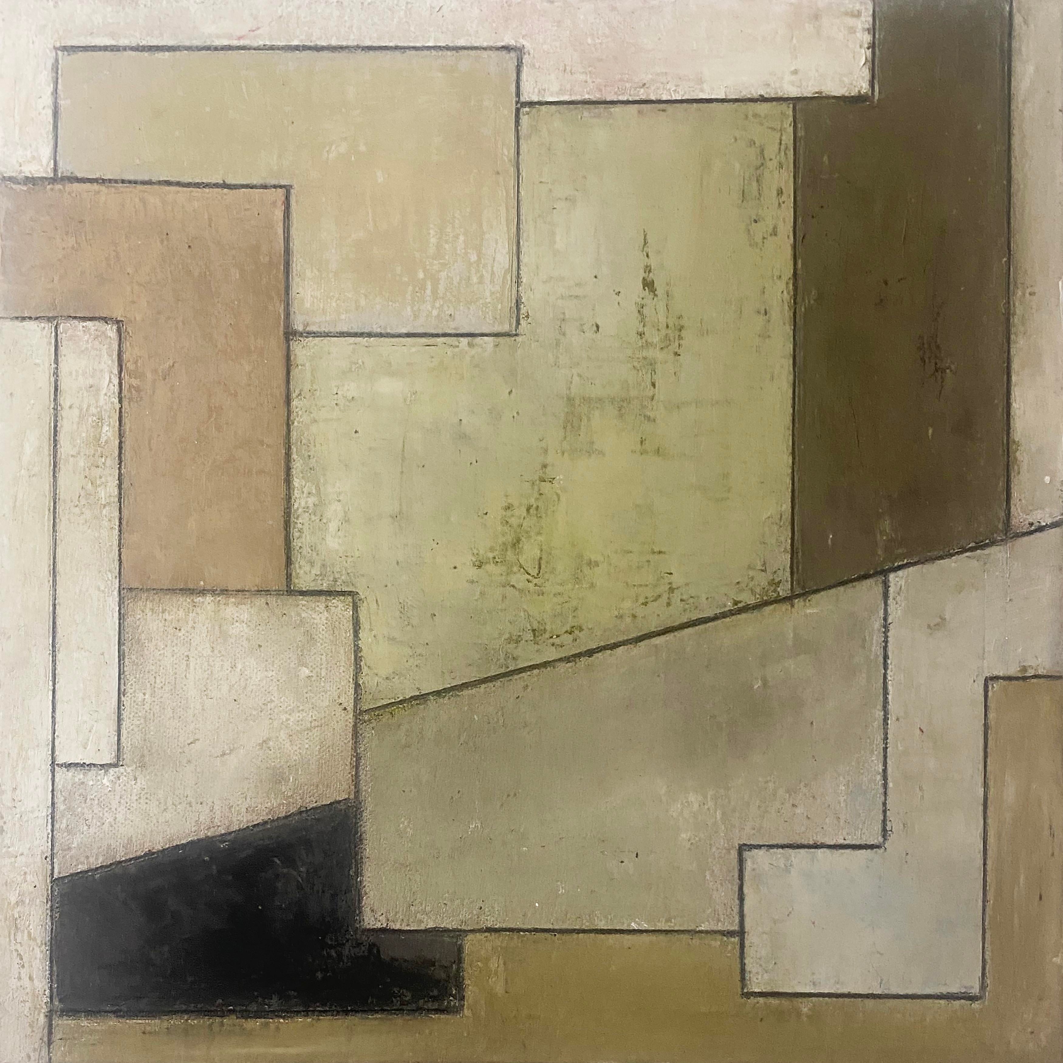 Contemporary Geometric Abstract Oil Painting Small Square Study by ...