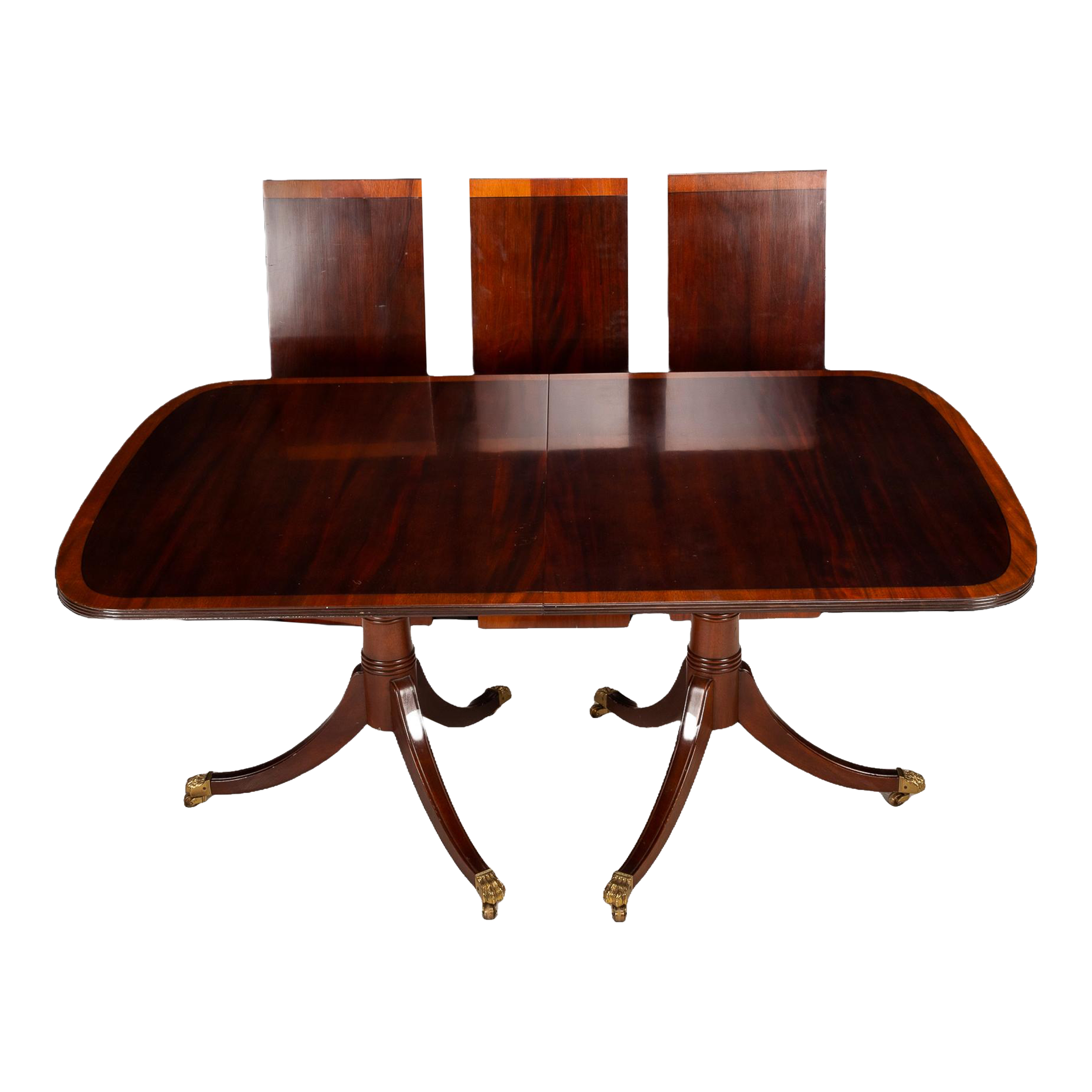 1980s Stickley Georgian Mahogany Double Pedestal Extension Dining Table ...