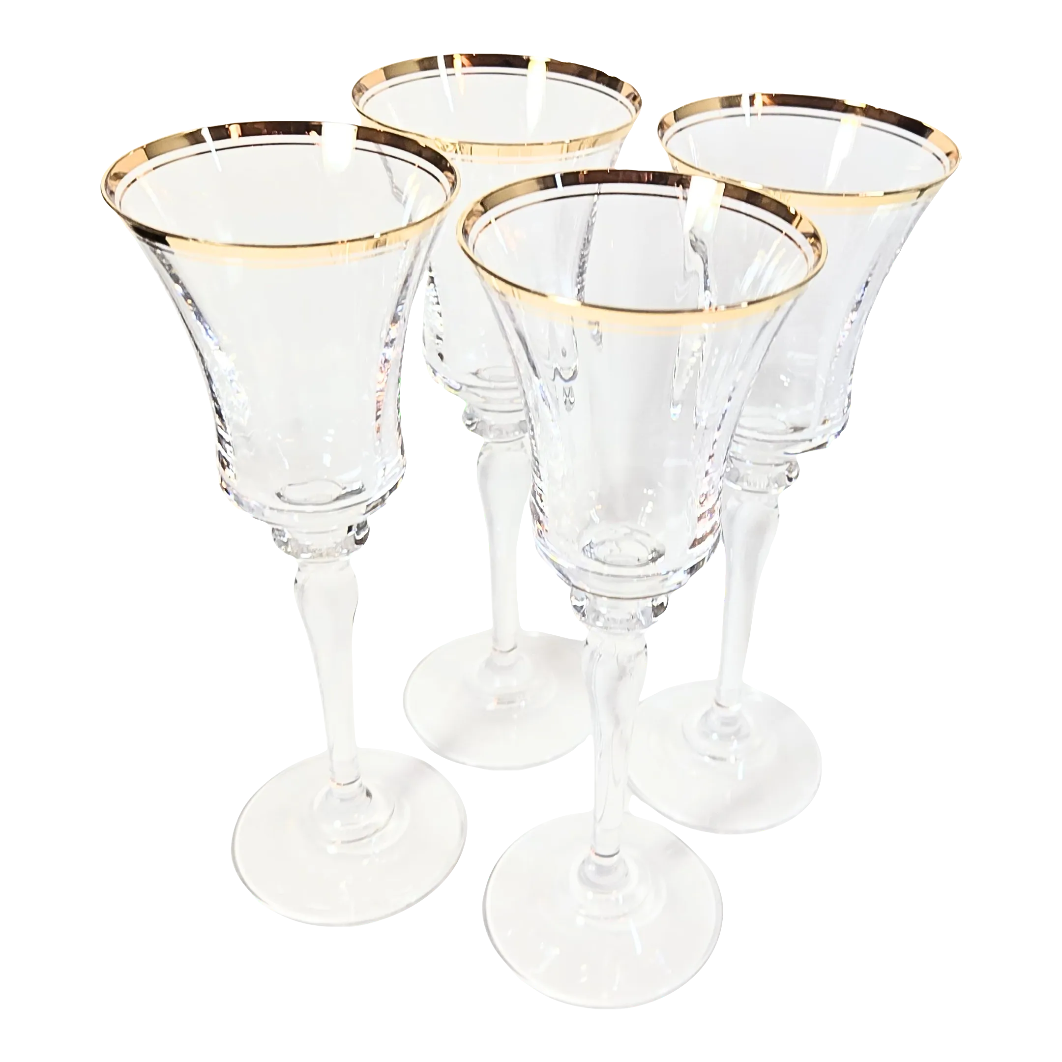Vintage Gold Rimmed Mikasa Wine Goblets- Set of 4 | Chairish