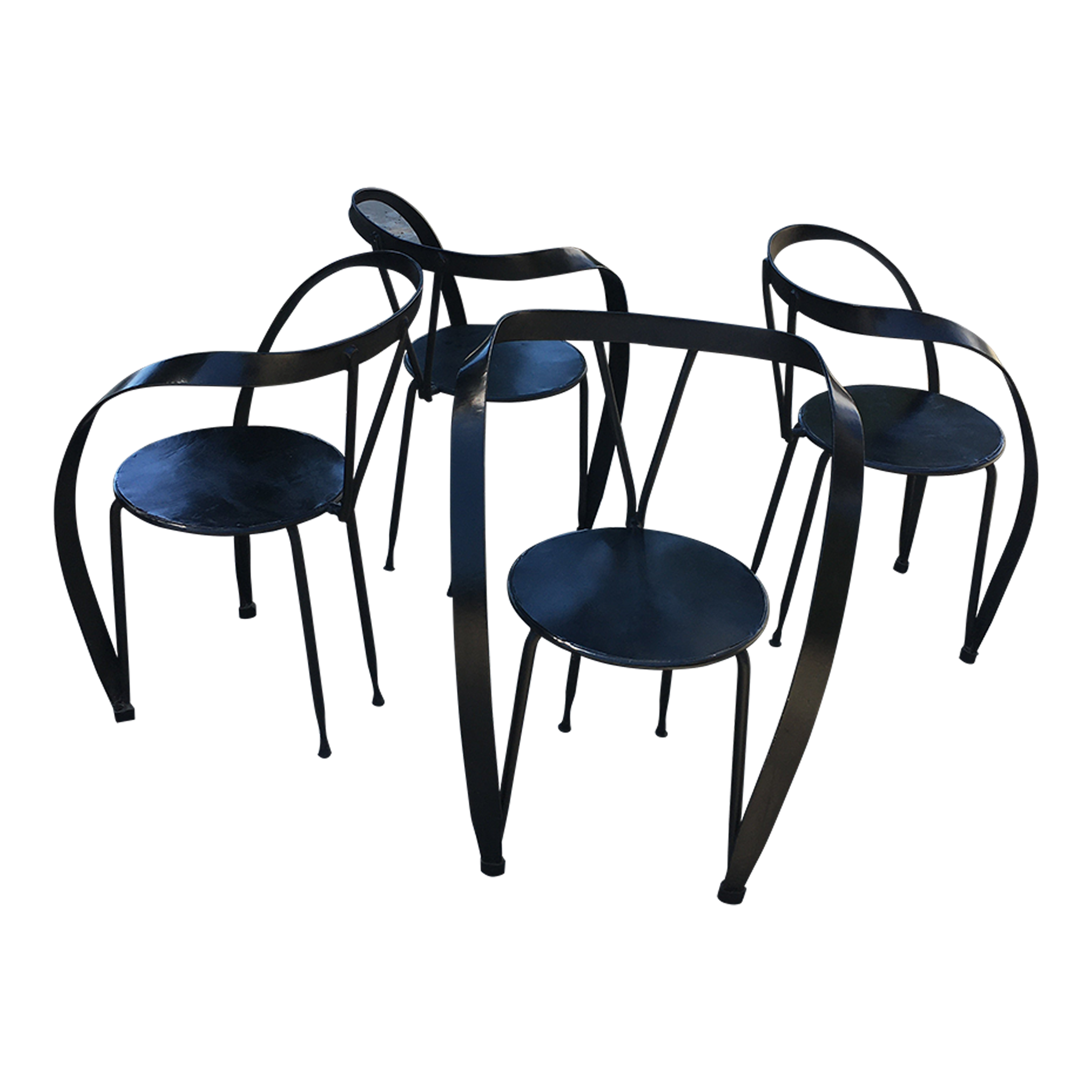 1990s Handcrafted Artisan Modernist Sculptural Wrought Iron Arm Chairs ...