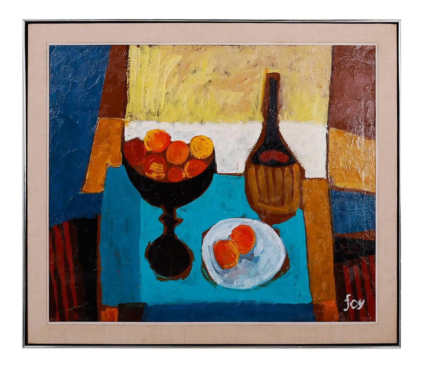 Mid-Century Modernist Still Life Oil Painting on Canvas | Chairish
