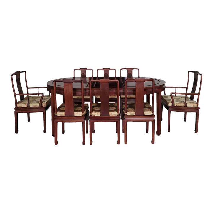 1970s Ming Dynasty Design, Dining Table With Eight Chairs in the Style ...