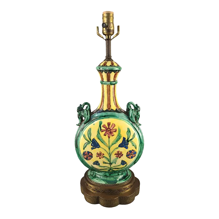 Vintage Italian Faience Majolica Deruta Pottery Table Lamp Dragon ...