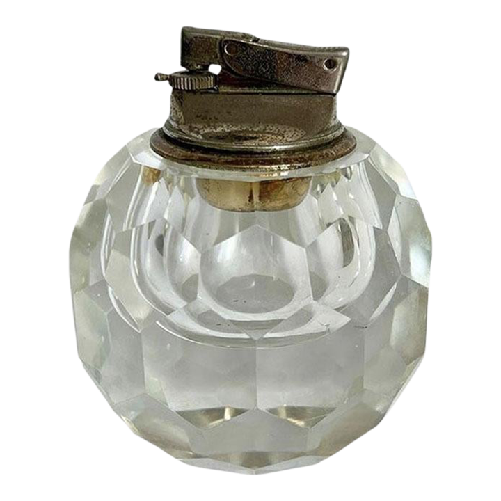 Mid 20th Century Vintage Hollywood Regency Round Faceted Glass Table ...