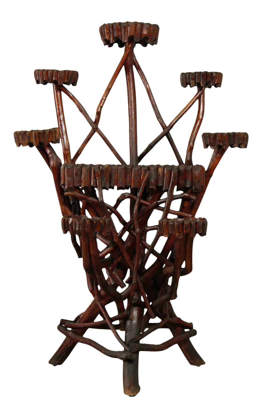 Antique 19th Century 7 Arm Hickory Twig Plant Stand | Chairish