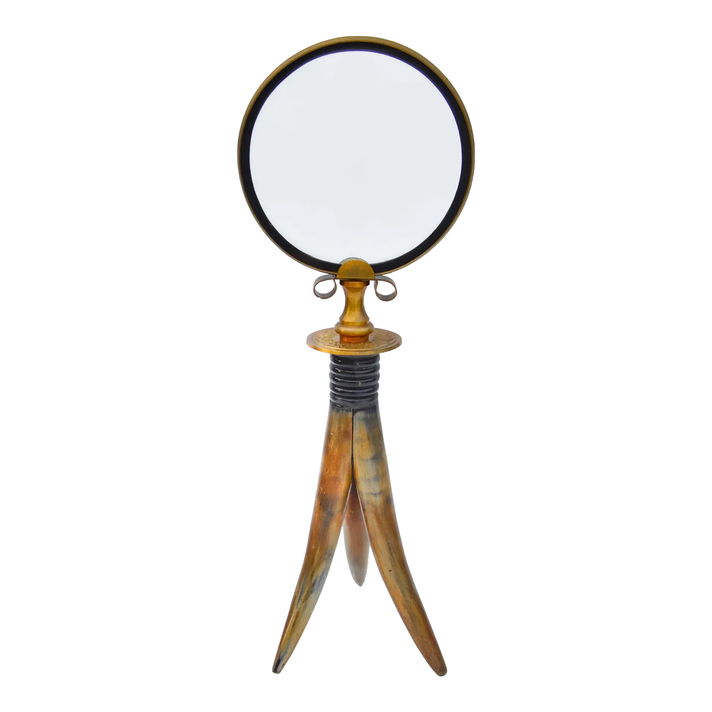 Antique Handcrafted Horn and Brass Magnifying Glass | Chairish